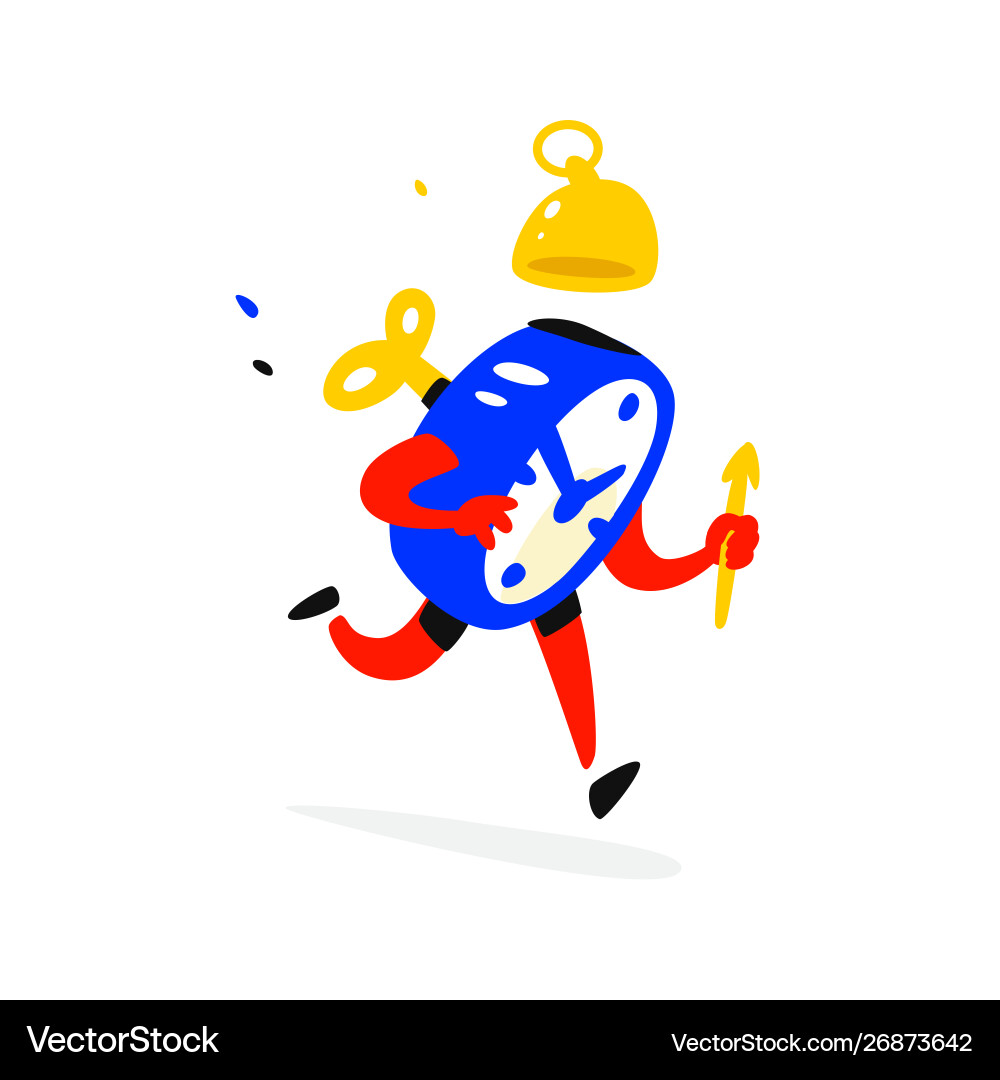 Cartoon character is an alarm clock time Vector Image