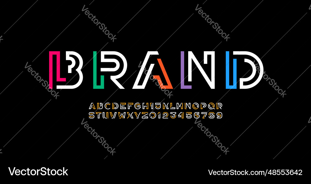 Digital trendy style alphabet font from lines Vector Image