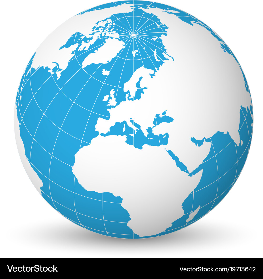 Earth globe with white world map and blue seas Vector Image