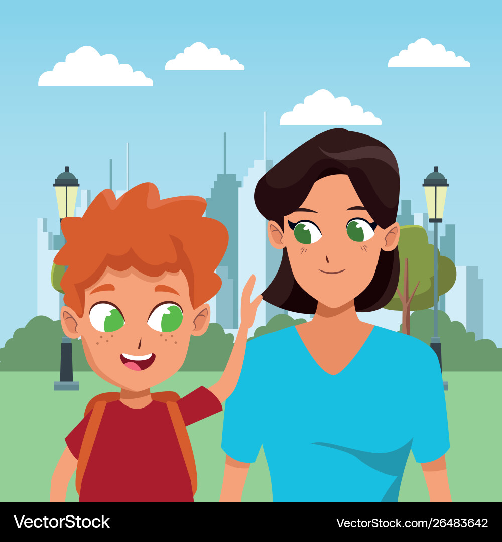 Family single mother with kid Royalty Free Vector Image