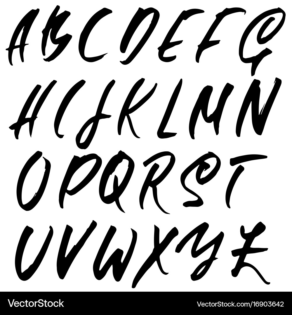 Hand drawn dry brush font modern lettering Vector Image