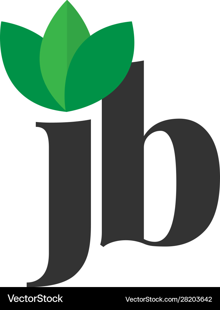 Initial letter jb green leaf logo design template Vector Image