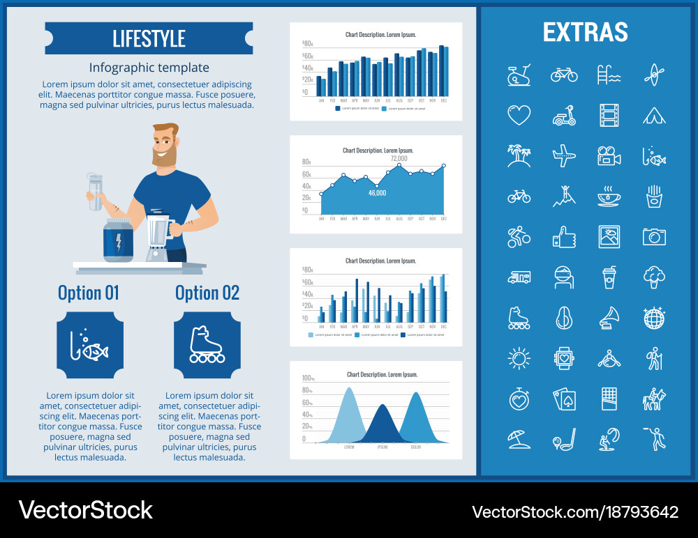 Lifestyle infographic template elements and icons Vector Image