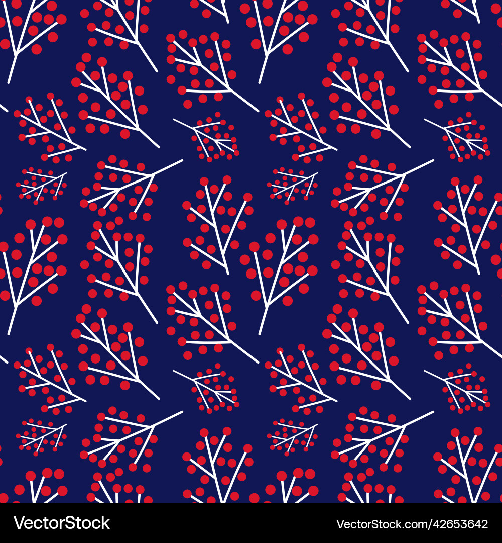 Seamless pattern of twigs with red berries Vector Image