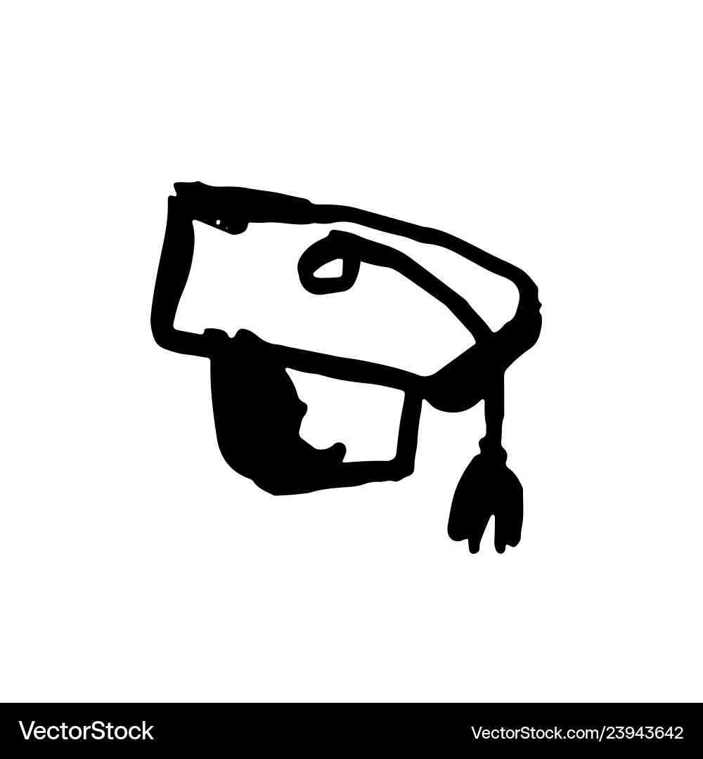Student hat grunge icon hand drawn ink brush Vector Image