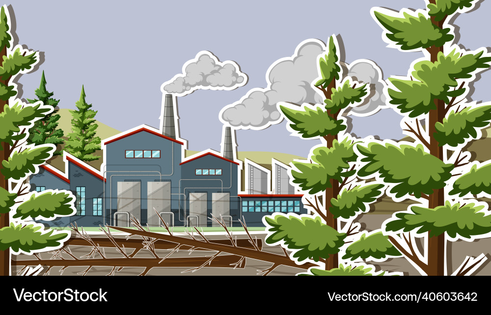 Thumbnail design with industrial factory Vector Image