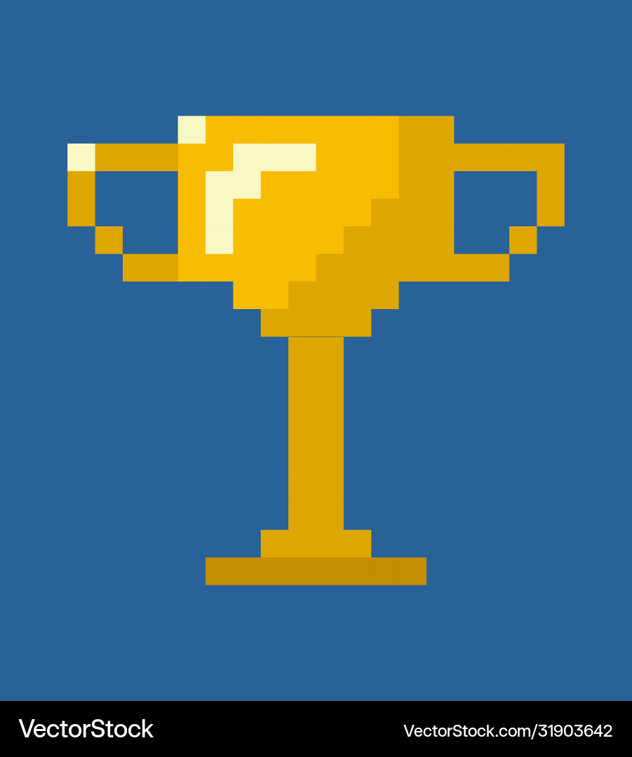 Trophy icon pixel art award made gold Royalty Free Vector