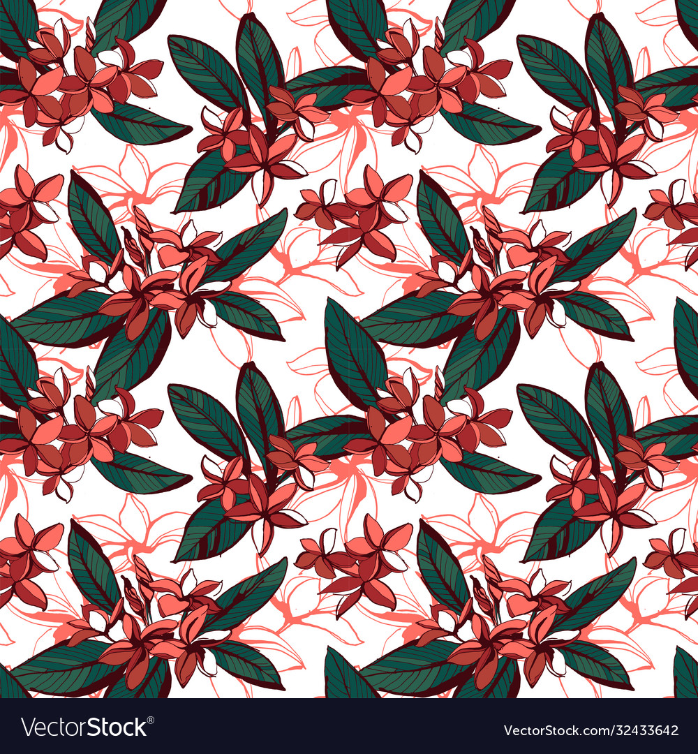 Tropical floral summer seamless pattern Royalty Free Vector