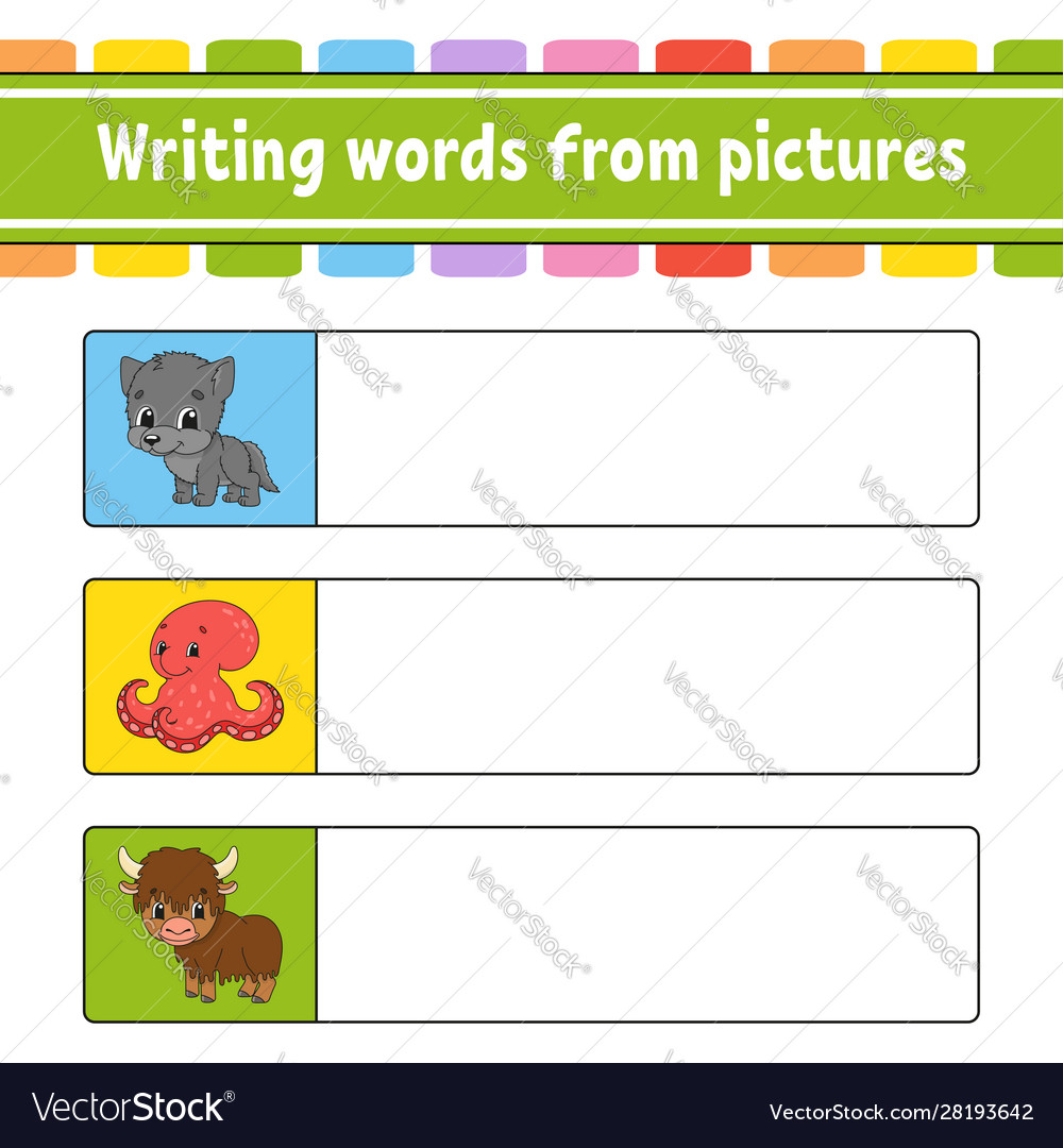 Writing words from pictures education developing Vector Image