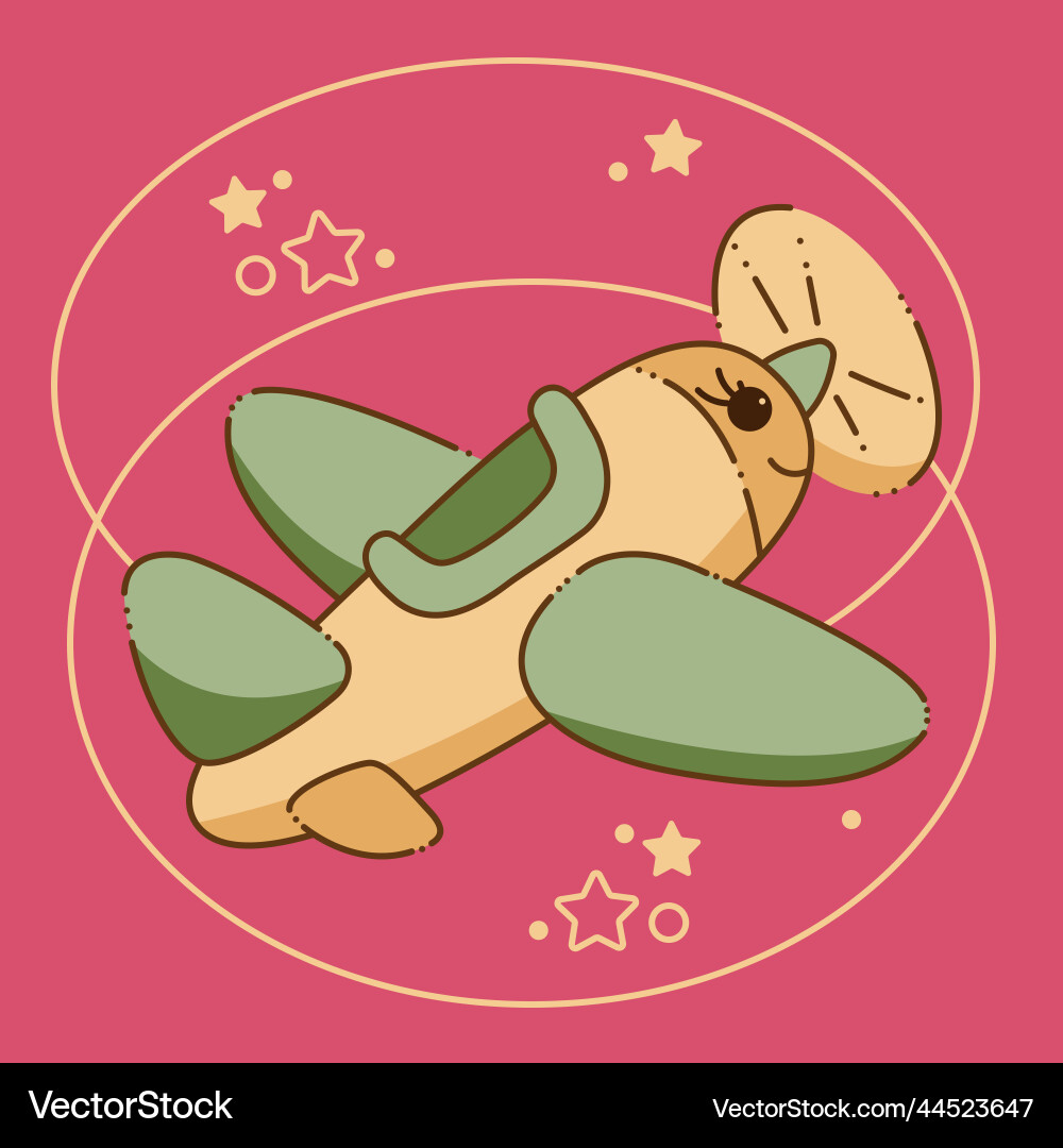 Airplane cute character cute cartoon Royalty Free Vector