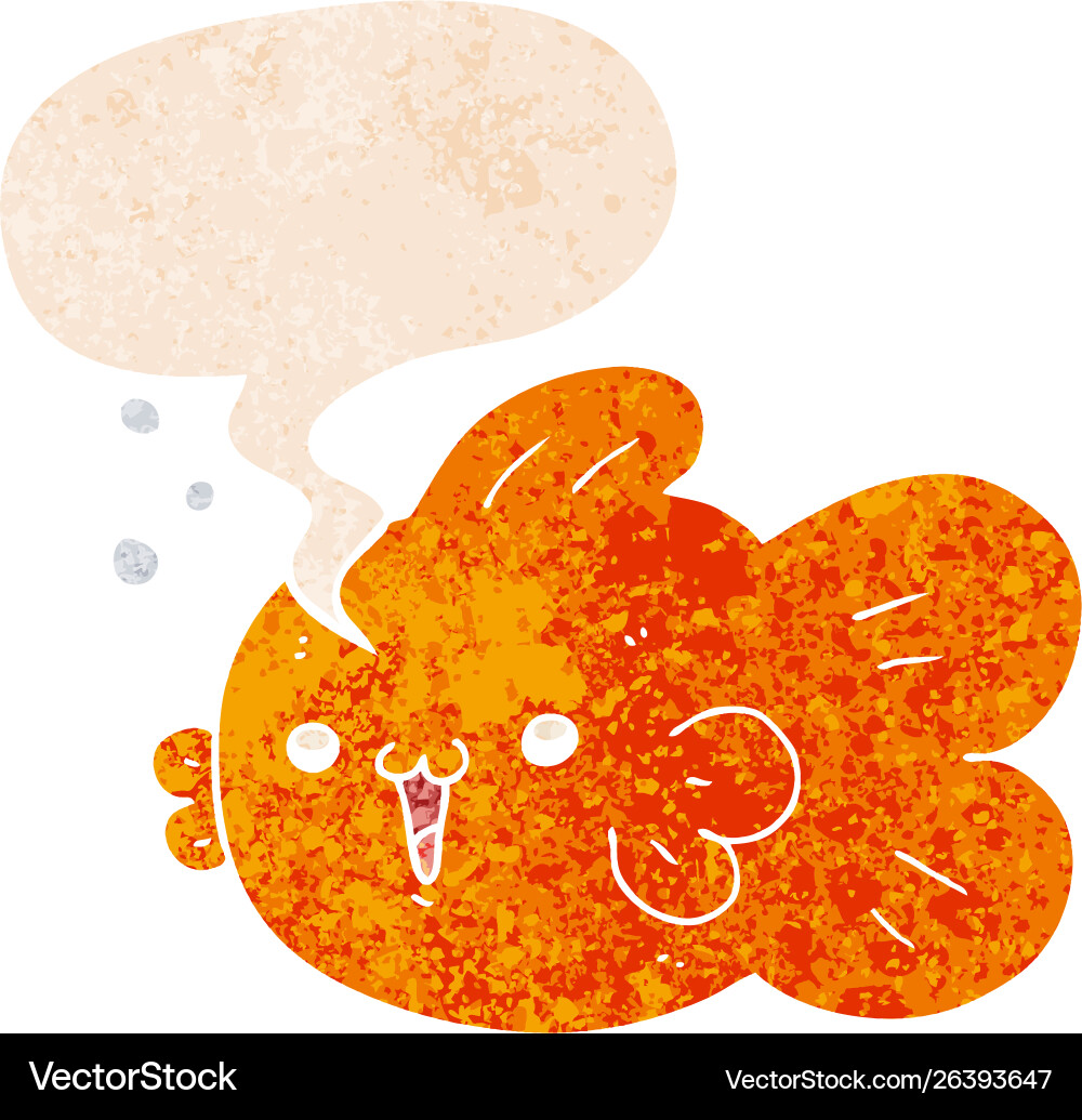 Cartoon fish and speech bubble in retro textured Vector Image