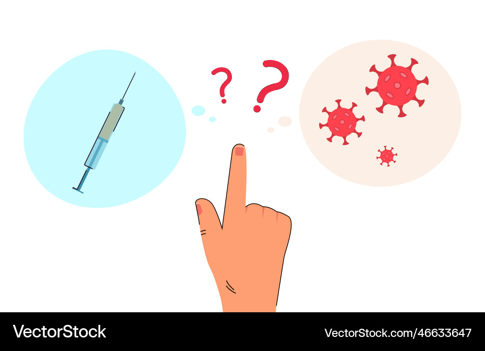 Choice between vaccination and danger of viruses Vector Image