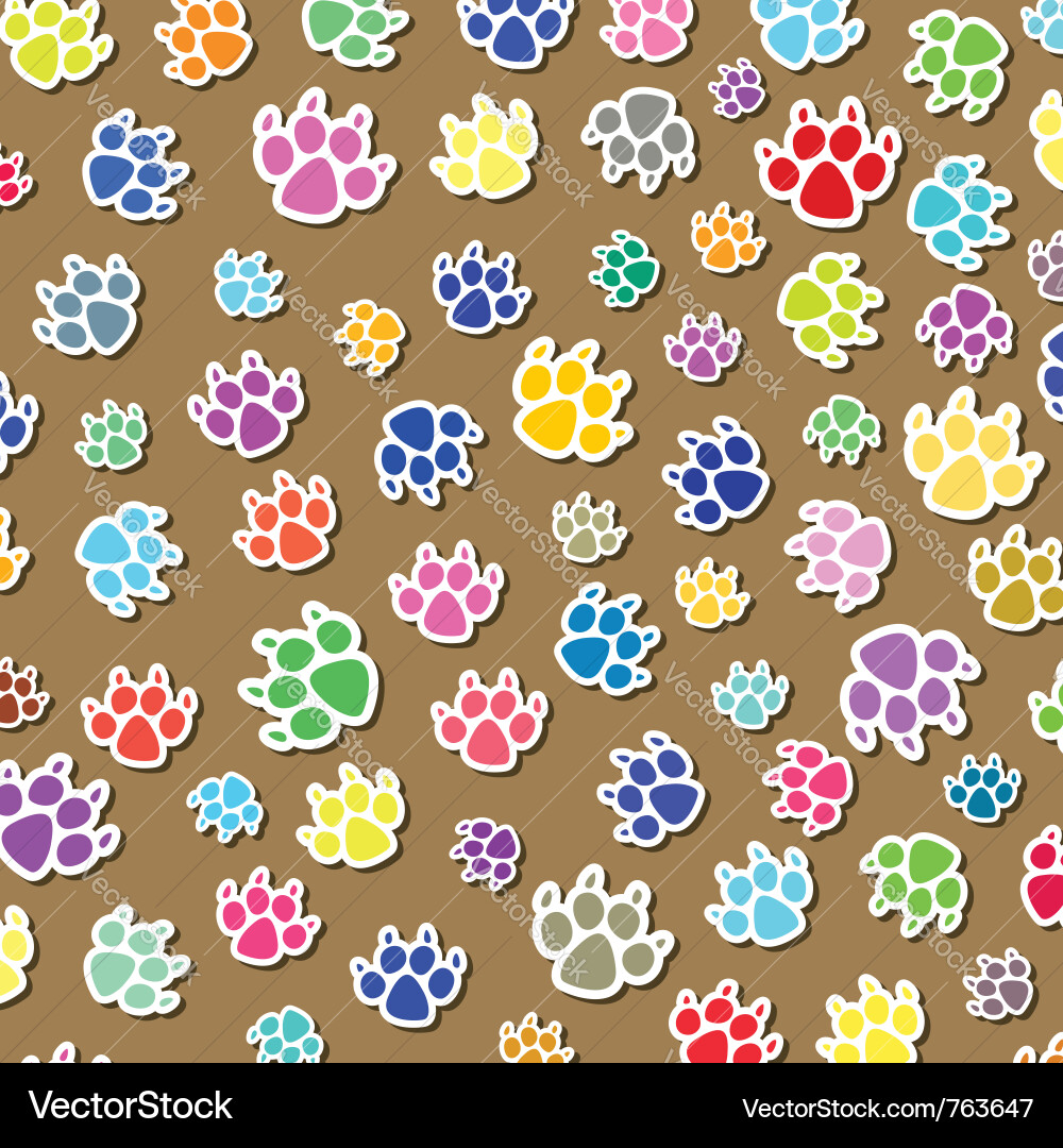 Colorful dogs foot prints Royalty Free Vector Image