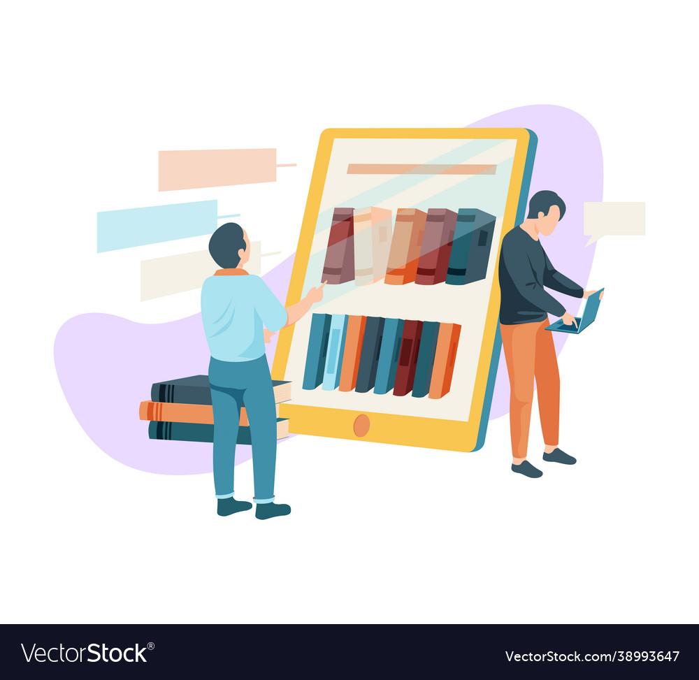 Electronic student library composition Royalty Free Vector