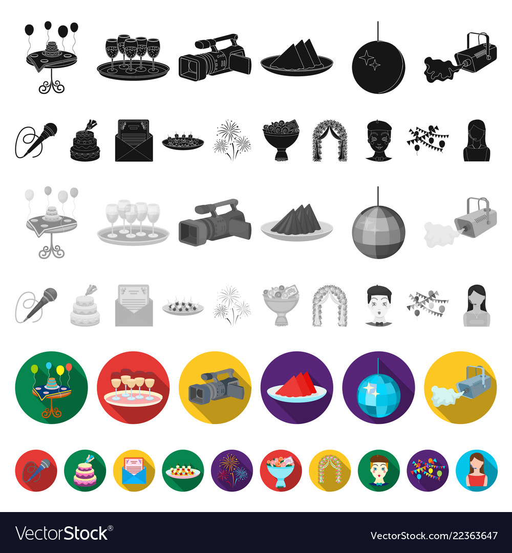 Event organisation flat icons in set collection Vector Image