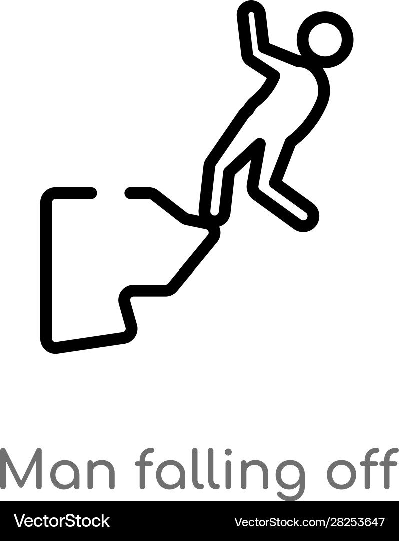 Outline man falling off a precipice icon isolated Vector Image