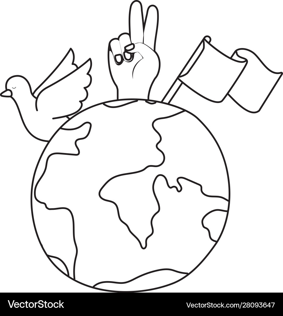 Planet dove hand and flag human rights concept Vector Image