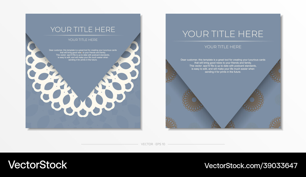 Ready-to-print blue color postcard design Vector Image