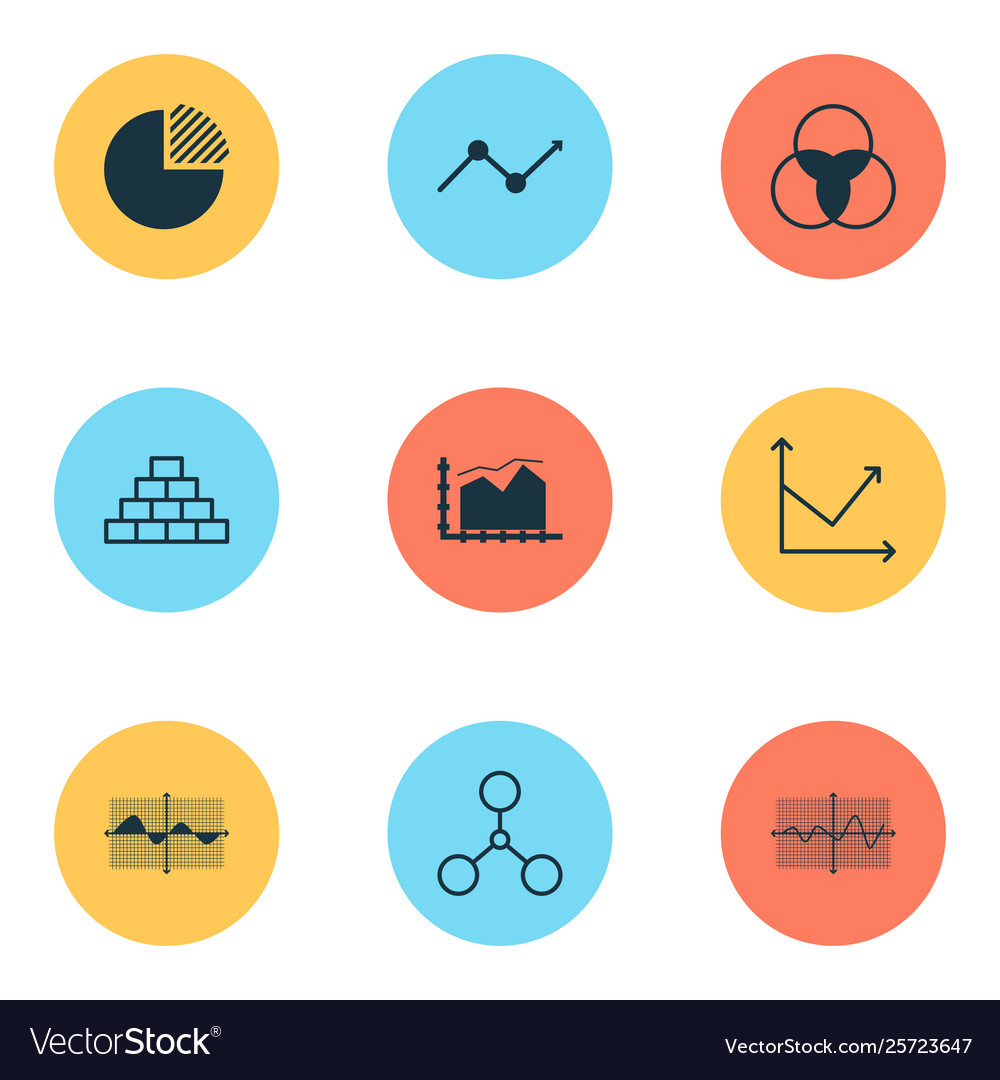 Set graphs diagrams and statistics icons Vector Image