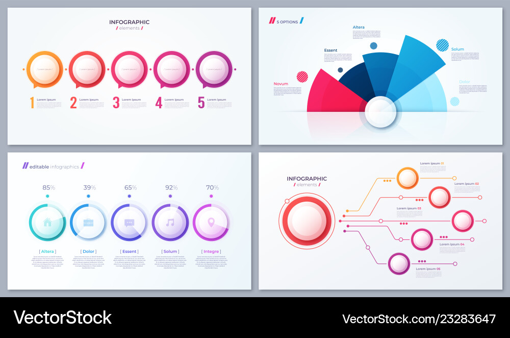 Set of 5 options infographic designs Royalty Free Vector