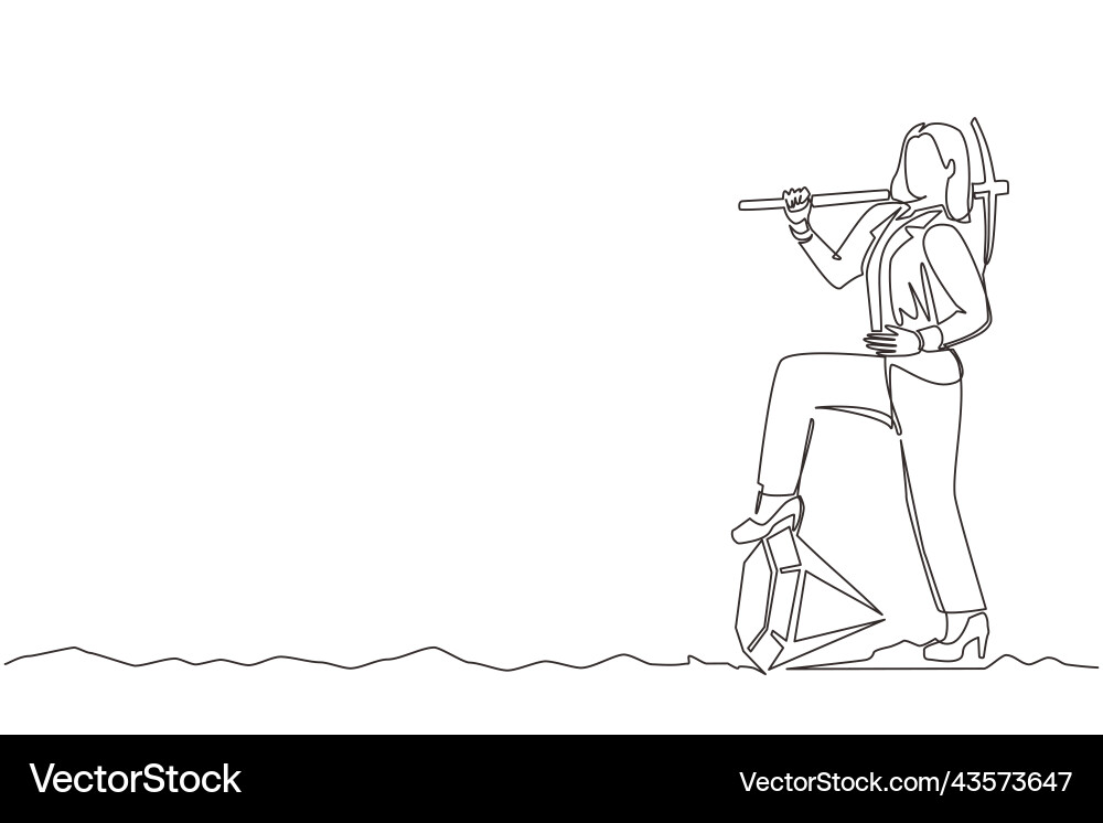 Single one line drawing businesswoman digging Vector Image