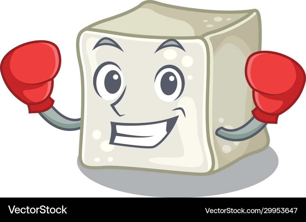 Sporty boxing sugar cube mascot character style Vector Image