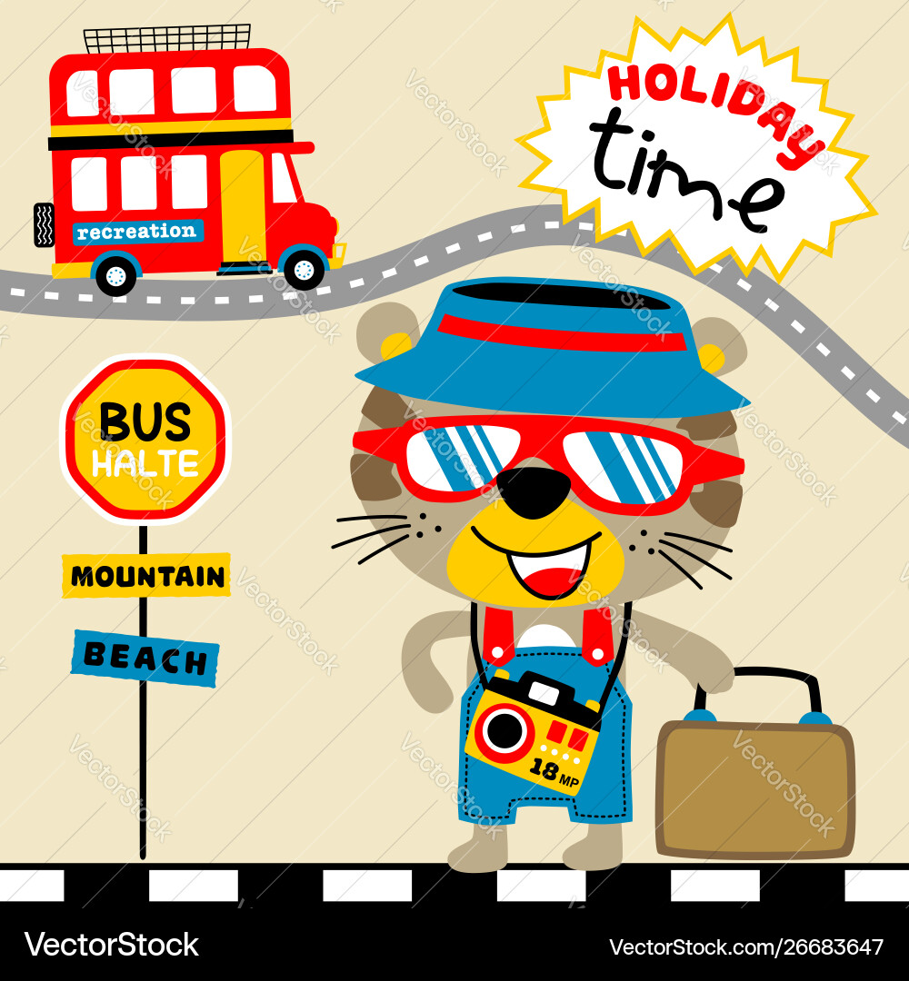 Tiger holiday time cartoon Royalty Free Vector Image