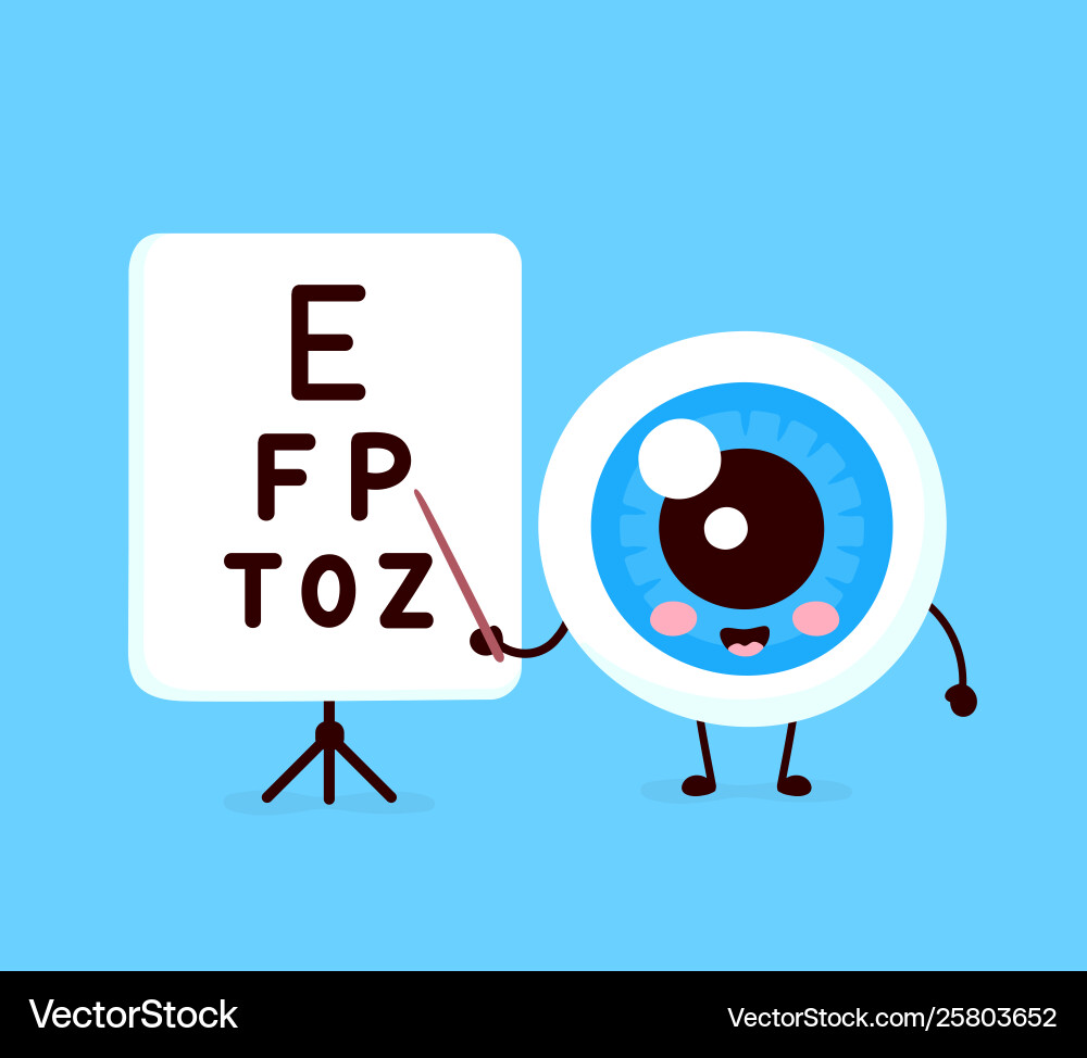 Cute healthy happy human eyeball Royalty Free Vector Image