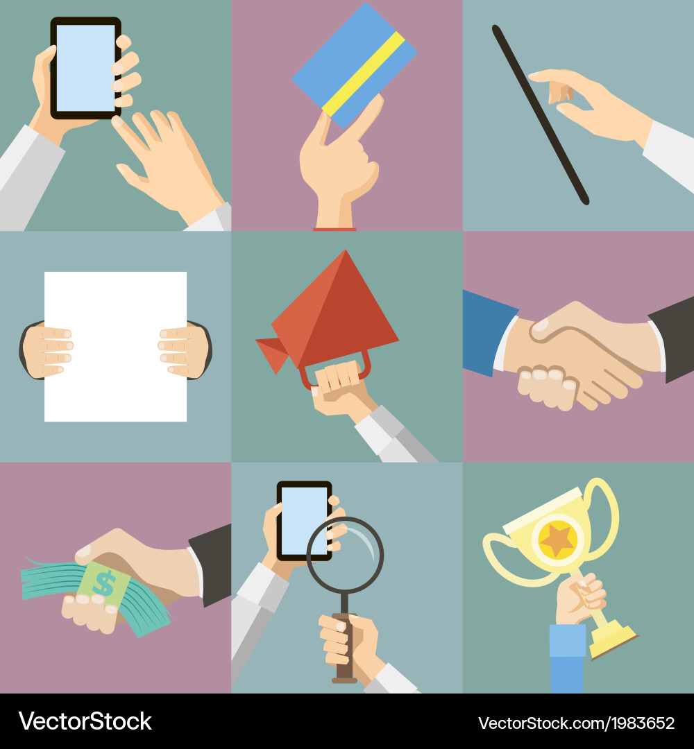 Flat design business hands holding paper Vector Image