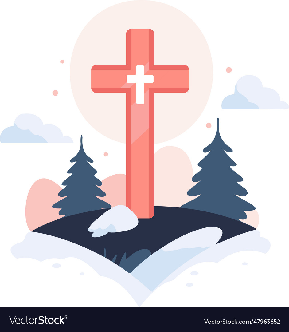 Hand drawn christmas cross in flat style Vector Image
