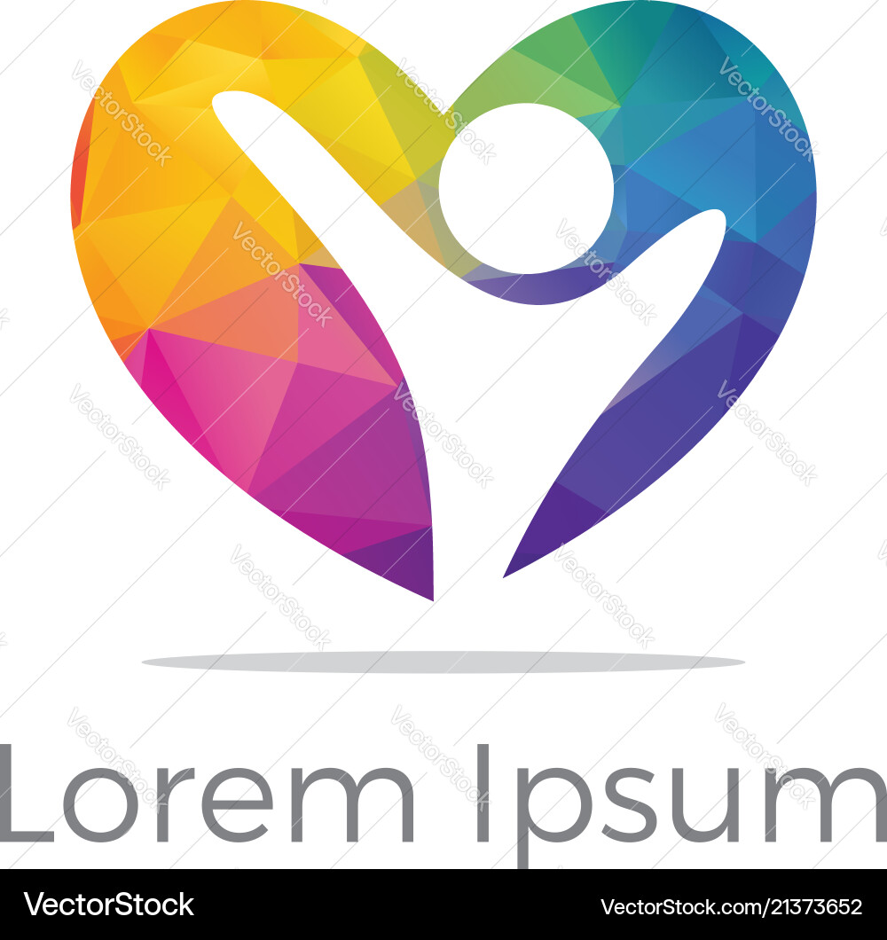 Happy kid in heart icon help poor logo Royalty Free Vector