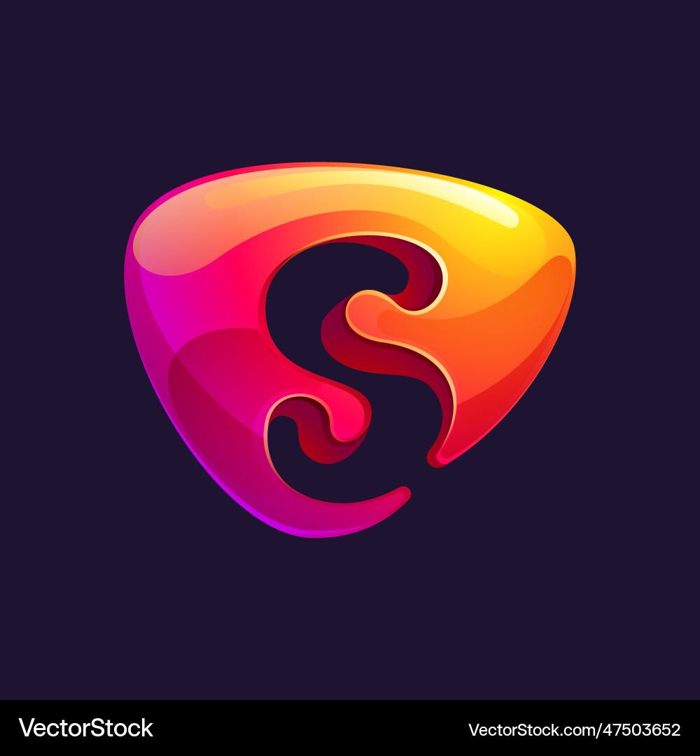 Initial letter s logo cut out of triangle sphere Vector Image