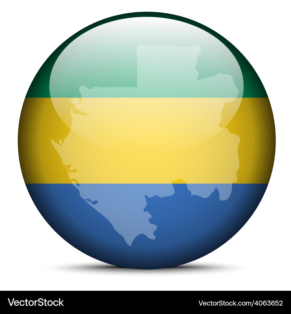 Map on flag button of Gabon Gabonese Republic Vector Image