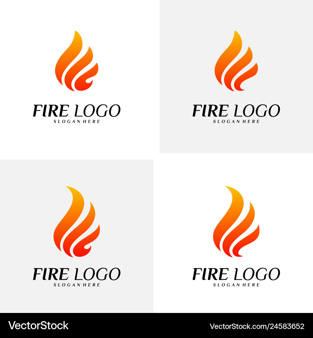 Set of fire logo design concepts flame Royalty Free Vector