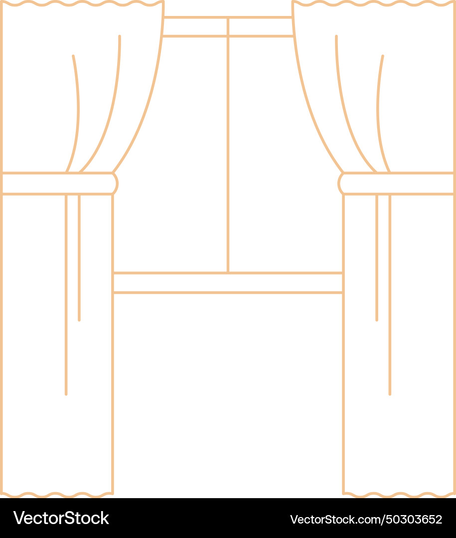 Sketch of a window with curtains Royalty Free Vector Image