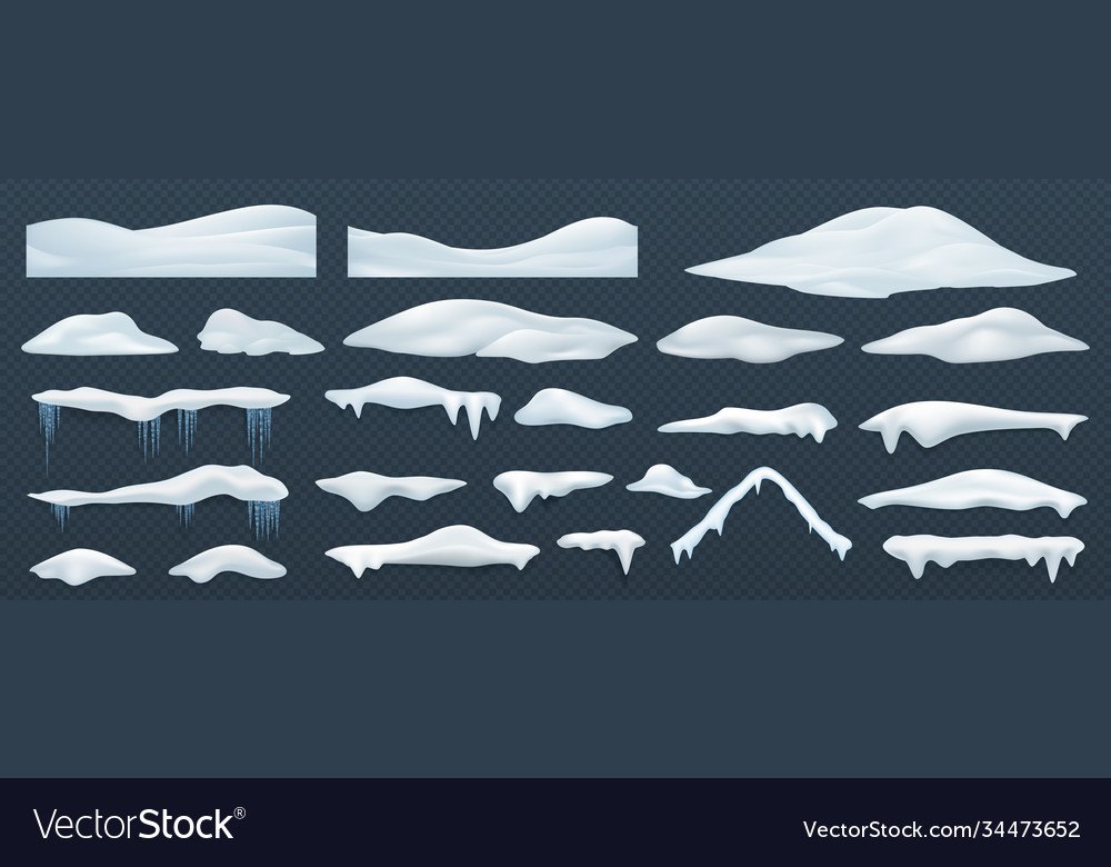 Snow piles realistic winter white snowcaps snowy Vector Image
