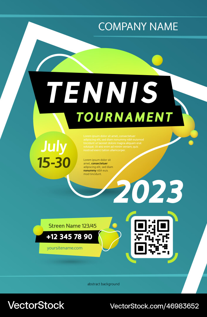 Tennis tournament poster template Royalty Free Vector Image