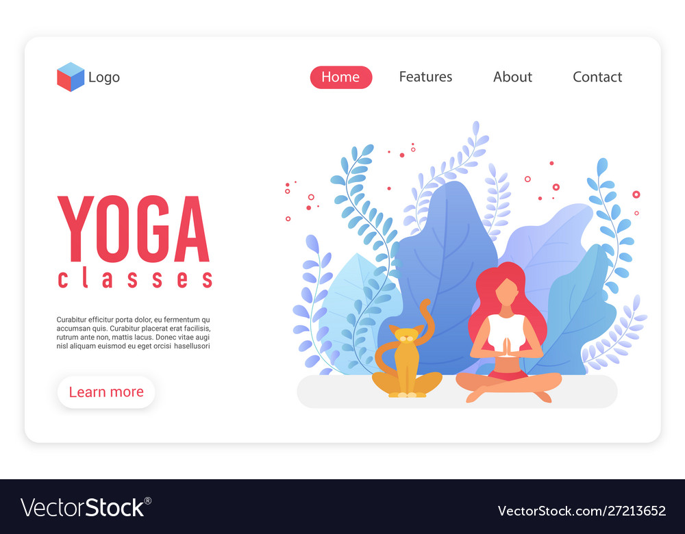 Yoga classes flat landing page template Royalty Free Vector