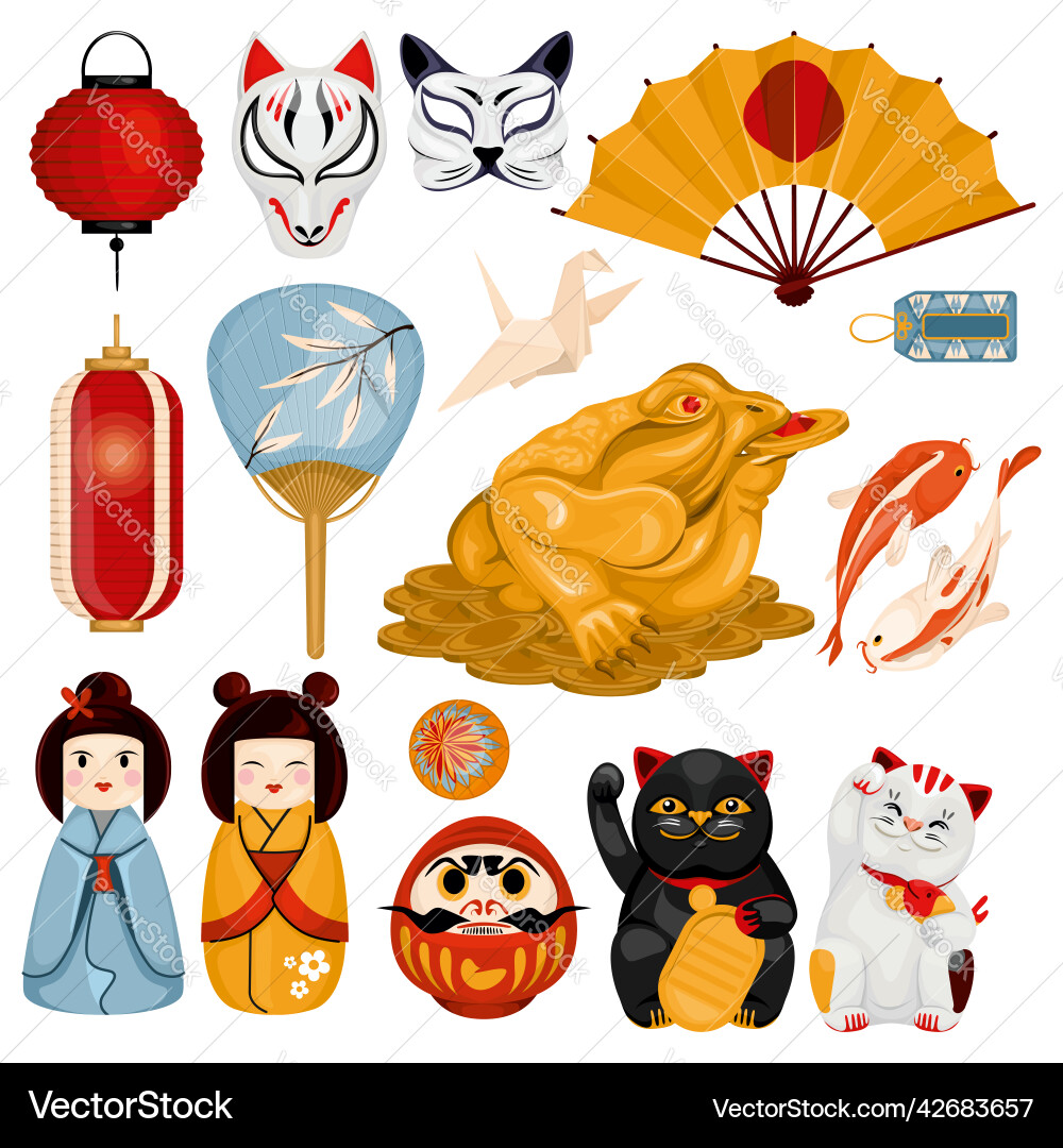 Asian japanese symbols set Royalty Free Vector Image
