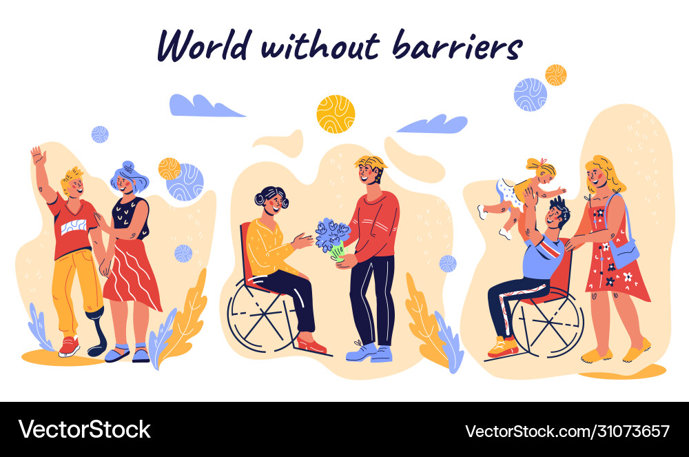 Banner for world disability day with disabled Vector Image