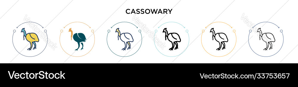 Cassowary icon in filled thin line outline Vector Image