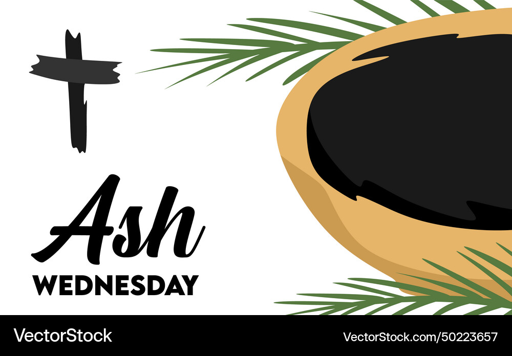 Celebrate ash wednesday with cross Royalty Free Vector Image