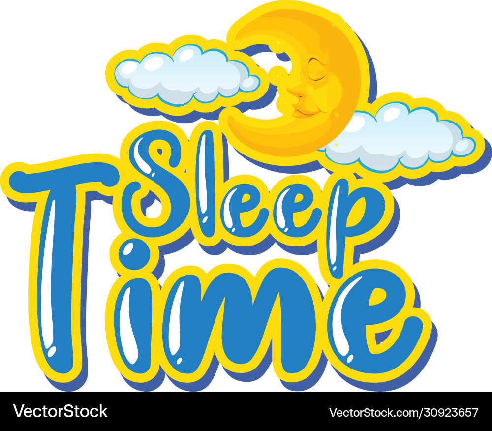 Font design for word sleep time with moon Vector Image