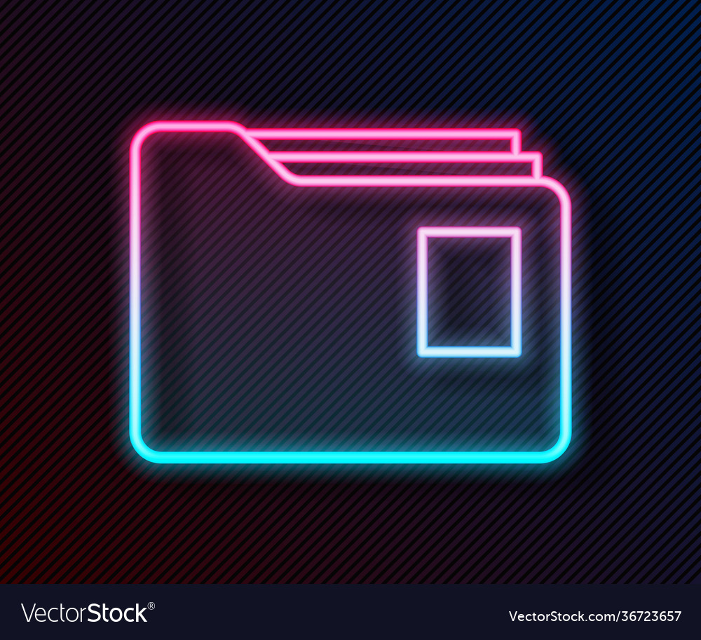 Glowing neon line document folder icon isolated Vector Image