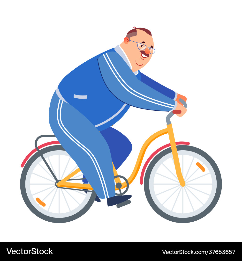 Grandfather riding bicycle park active old age Vector Image