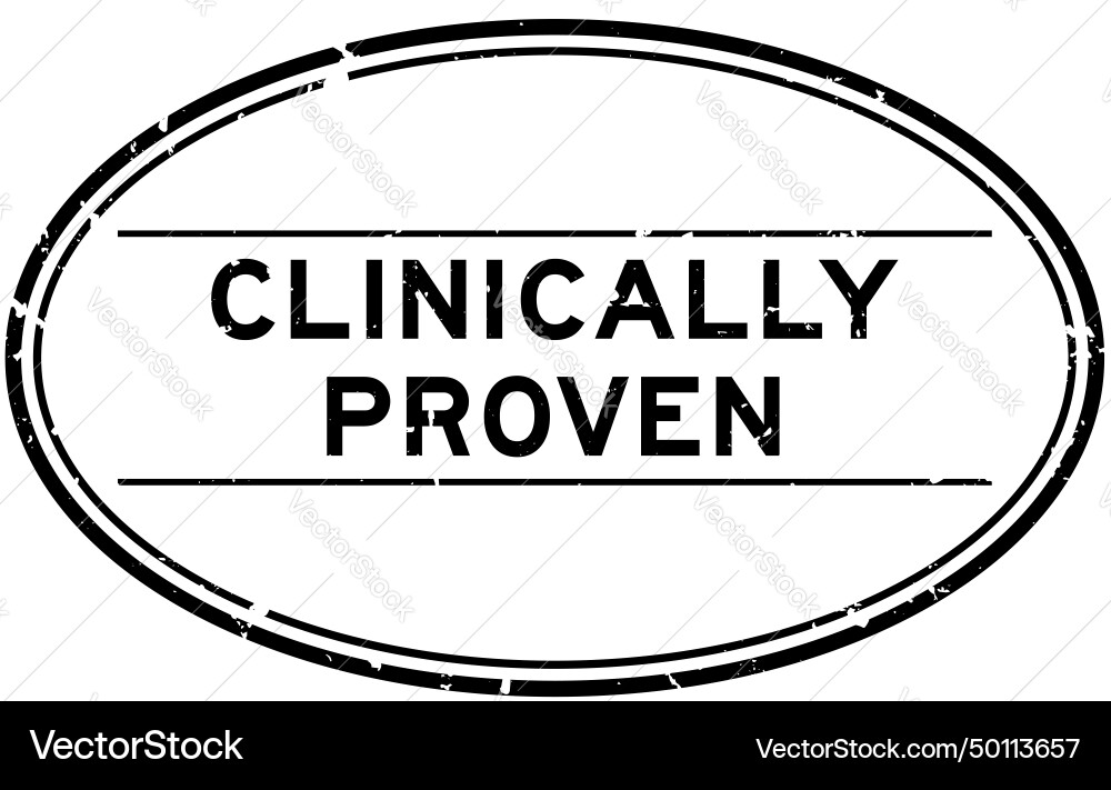Grunge black clinically proven word oval rubber Vector Image