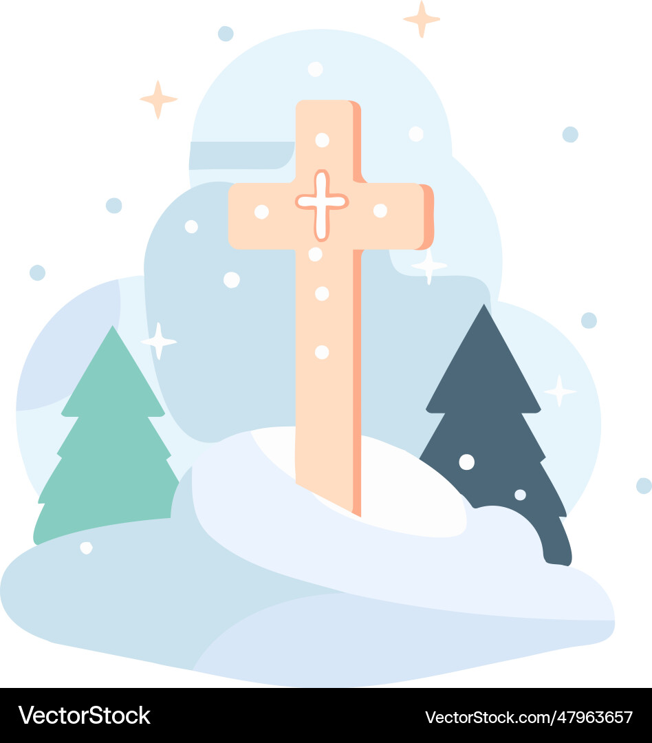 Hand drawn christmas cross in flat style Vector Image
