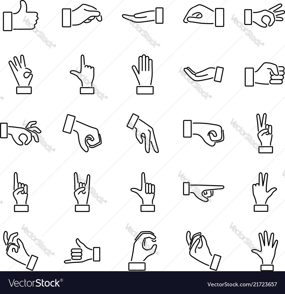 Hand gesture outline icon collection set Vector Image Hand gesture outline icon collection set Vector Image