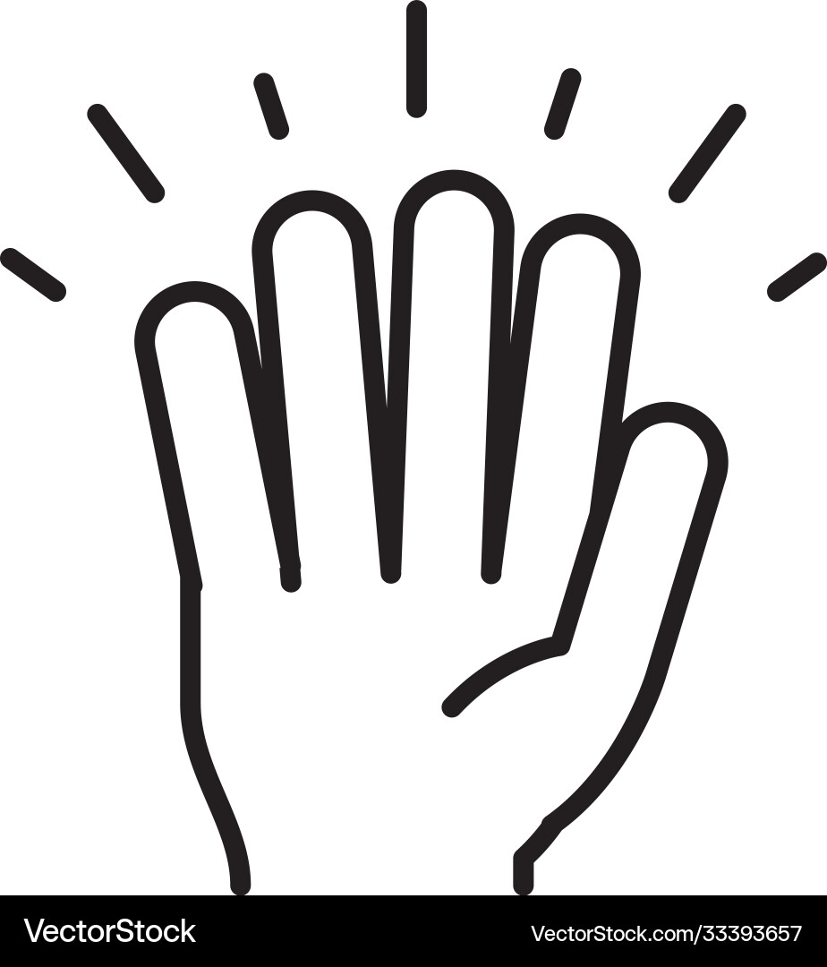 Hand showing five fingers line icon design Vector Image