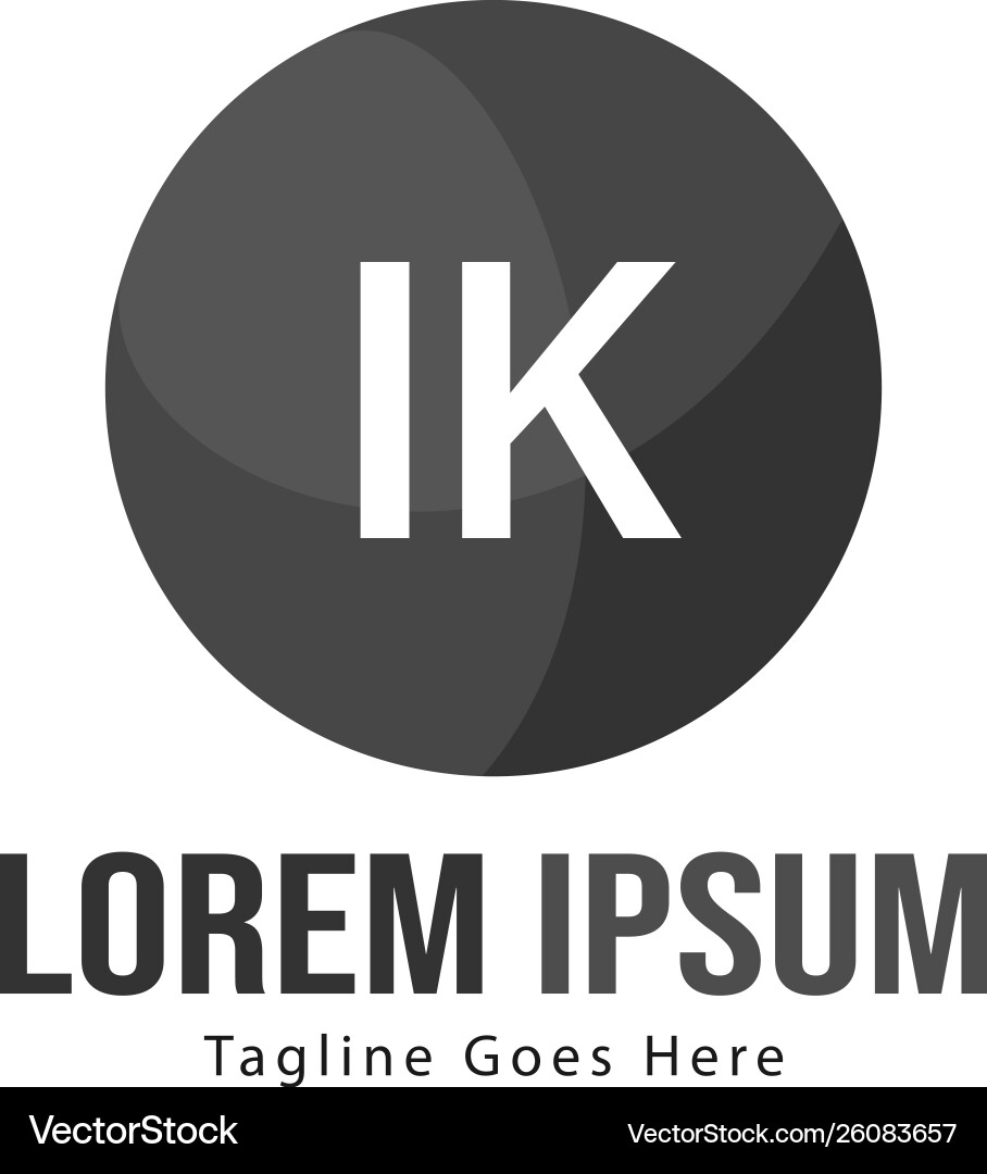Initial ik logo template with modern frame Vector Image